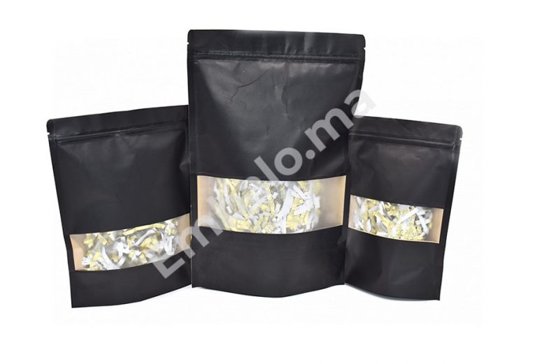 Pack de 50 Doypack Blanc/Noir - Emballage Maroc - Embalo